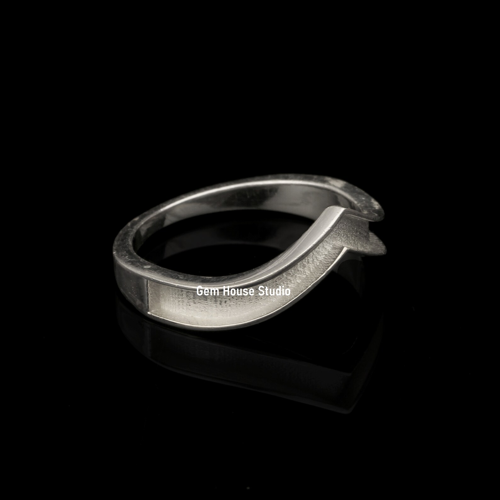 925 Sterling Silver Ring, V Shape Wide Channel the Wishbone Blank Ring ...