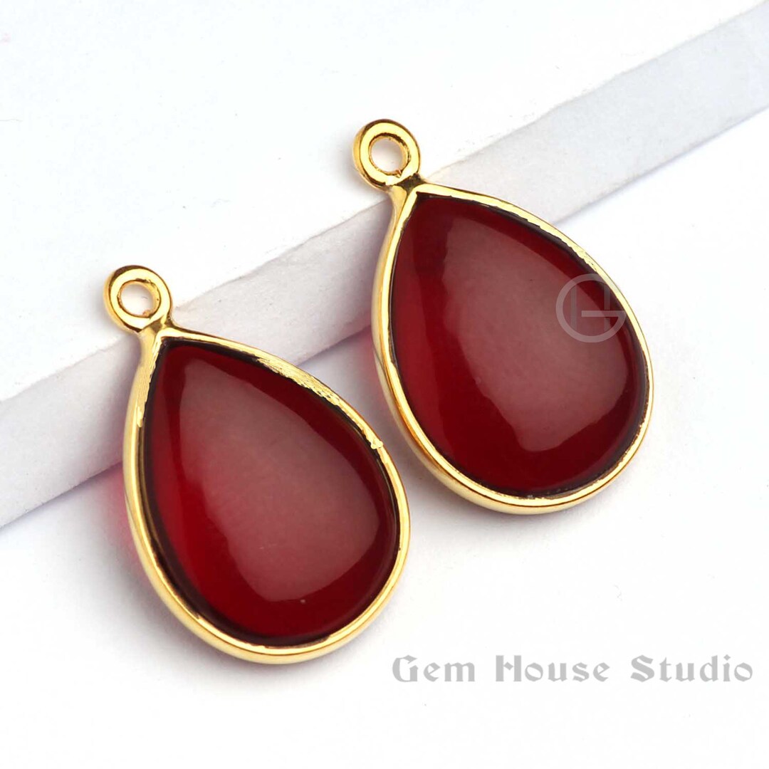 Red Garnet Quartz Gemstone Bezel Charms Pendant 12x16mm Pear - Etsy