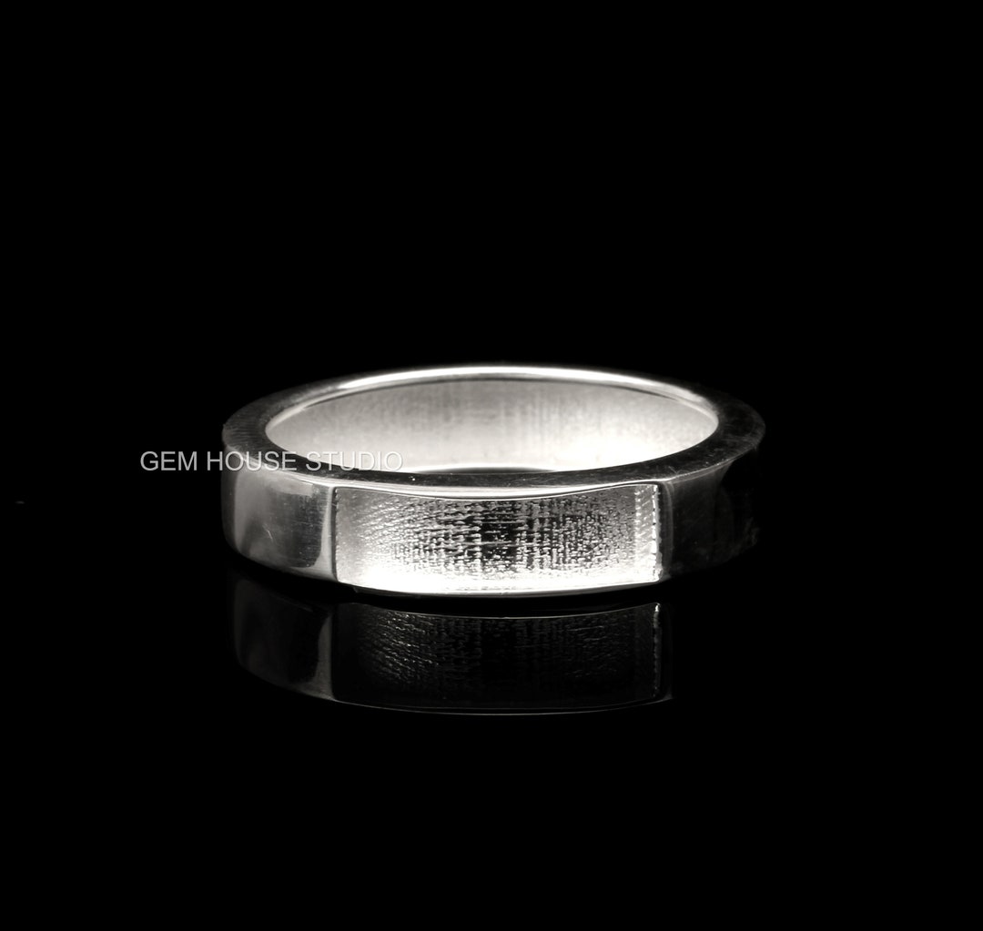 925 Sterling Silver Wide Band Blank Bezel Ring: Men Ring DIY Inlay ...