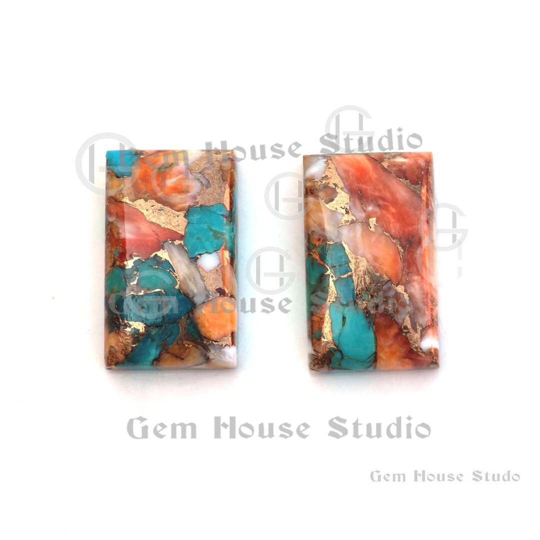 Natural Mohave Copper Oyster Turquoise Rectangle Cabochons Gemstone ...