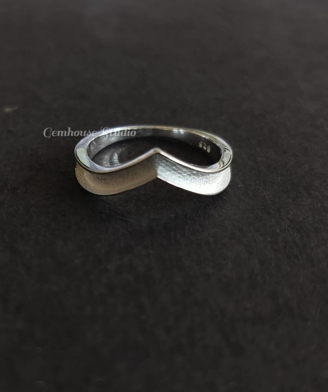 925 Sterling Silver Ring, V Shape Wide Channel the Wishbone Blank Ring ...