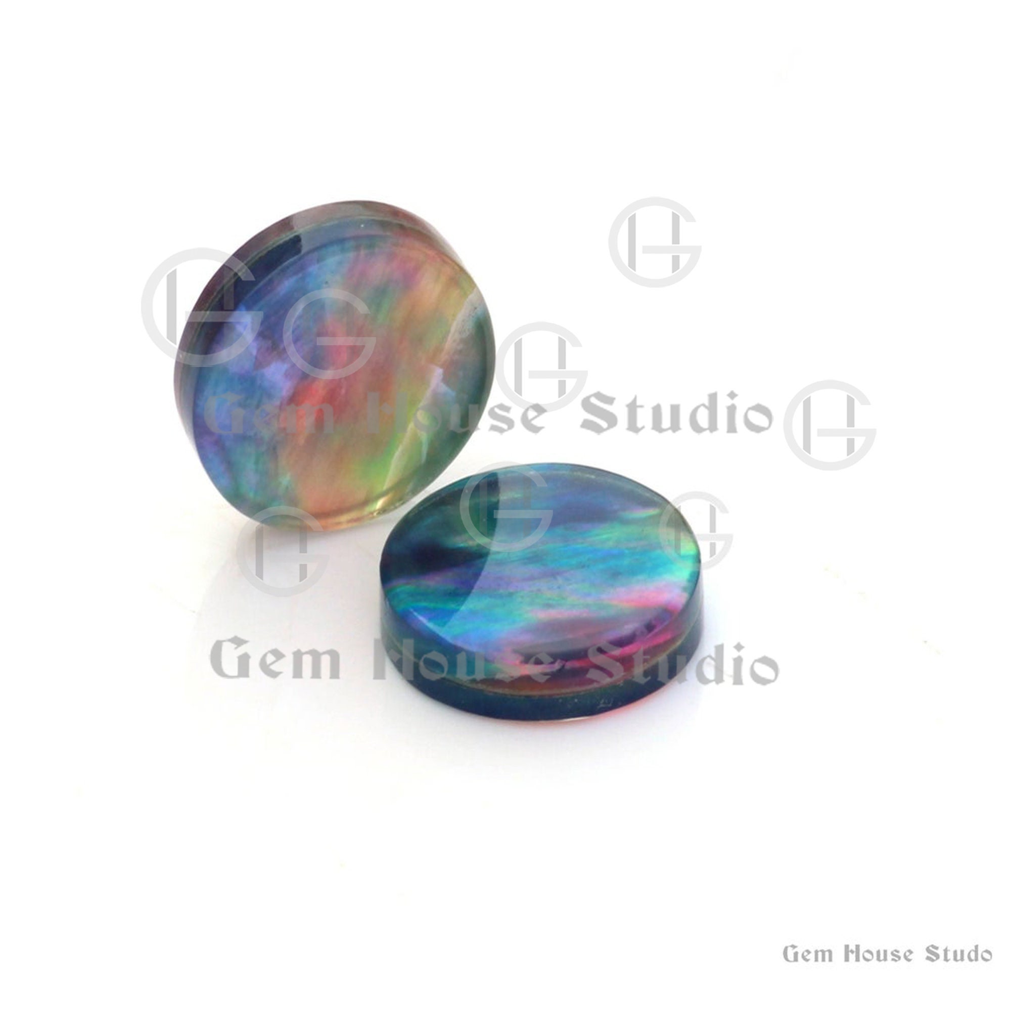 Abalone Shell Quartz Round Flat Smooth Gemstone, 12x12mm Calibrated ...