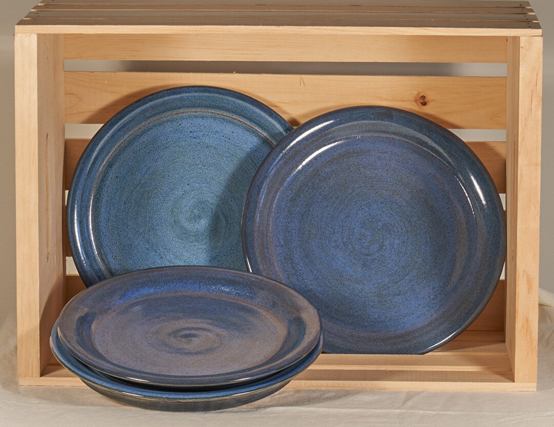 Blue Ceramic Plate Set, Porcelain Pottery, Handmade - Etsy