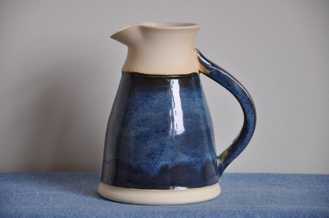 Small Handmade Ceramic Pitcher, Porcelain Pottery, Blue Pitcher - Etsy