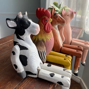 Hand Carved Wood Animal Shelf Sitters: Farmhouse Decor - Etsy