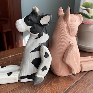 Hand Carved Wood Animal Shelf Sitters: Farmhouse Decor - Etsy