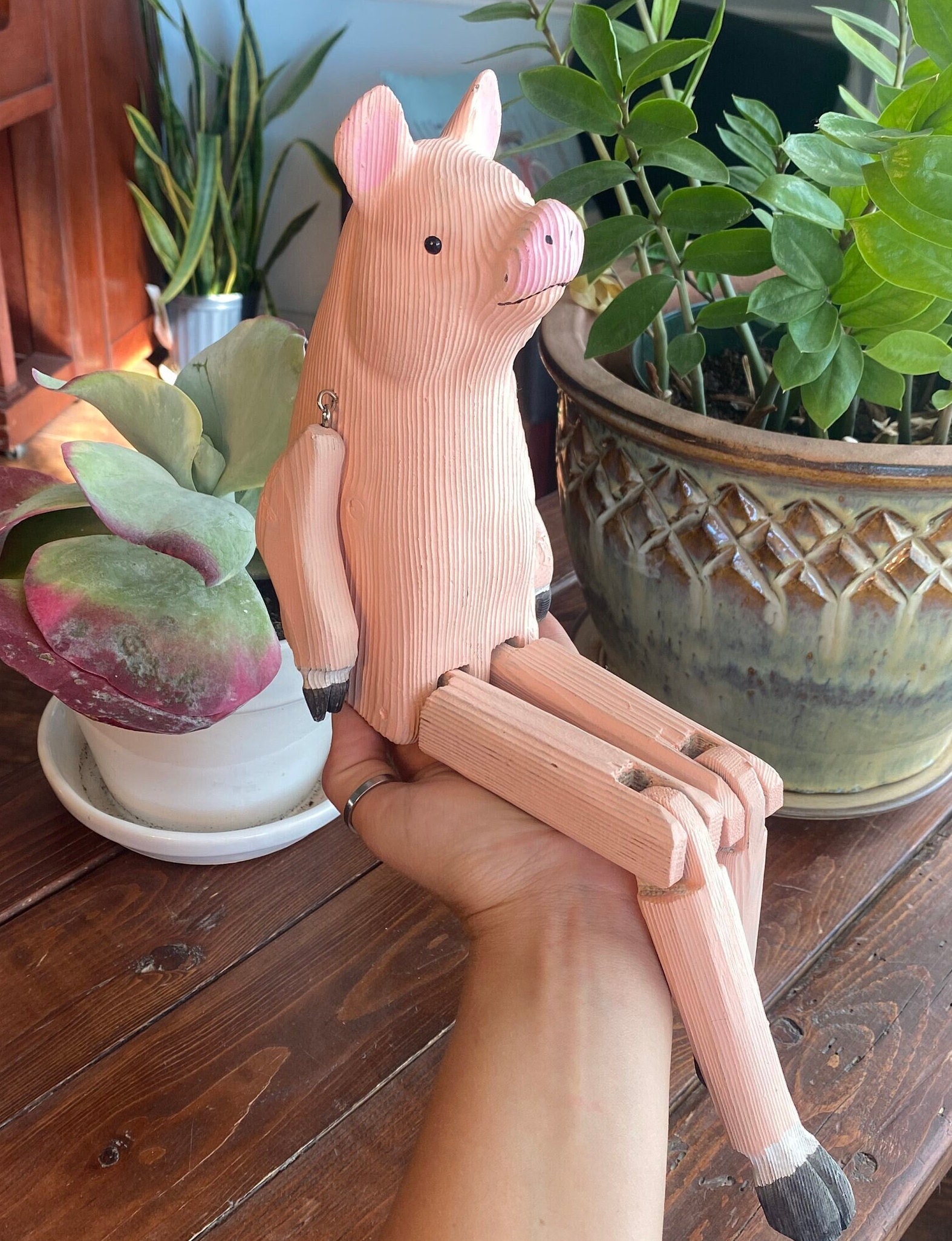 Hand-carved Wooden Pig Shelf Sitter: Farmhouse Decor - Etsy