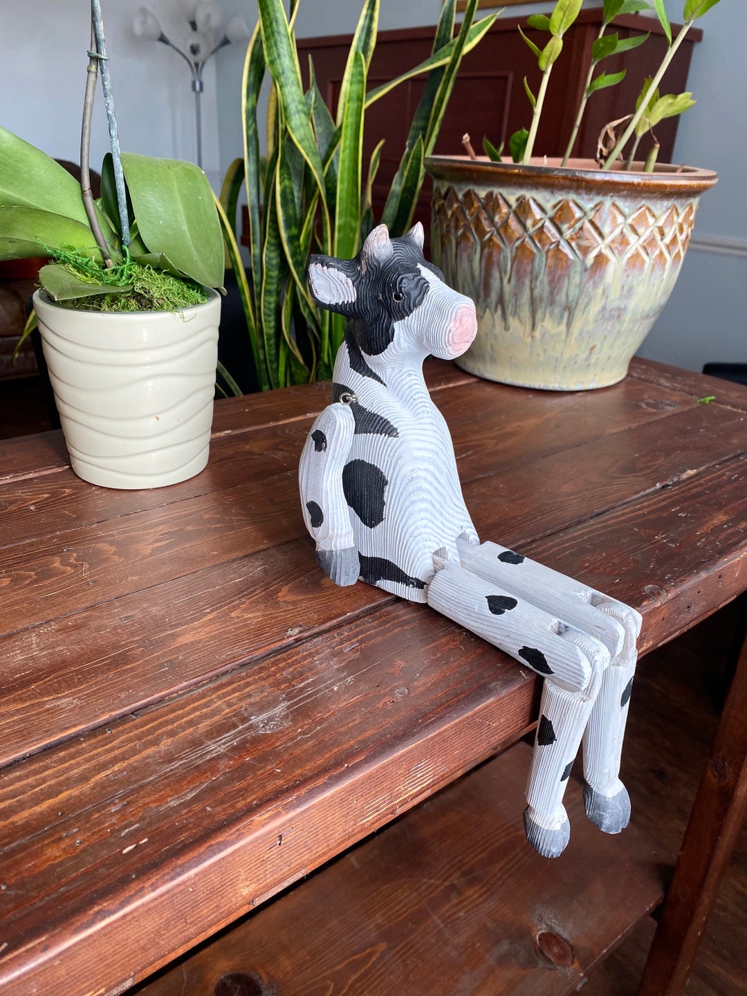 Hand-carved Wooden Cow Shelf Sitter: Rustic Farmhouse Decor - Etsy
