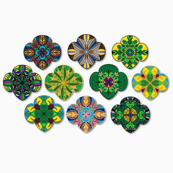 Trefoil Mandala Stickers 10 Unique Images Journals - Etsy