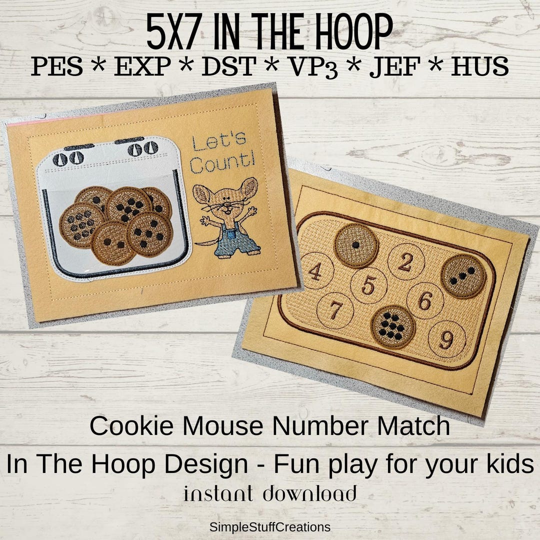 Number Match Quiet Book Page Embroidery Design: In-the-hoop Activity ...