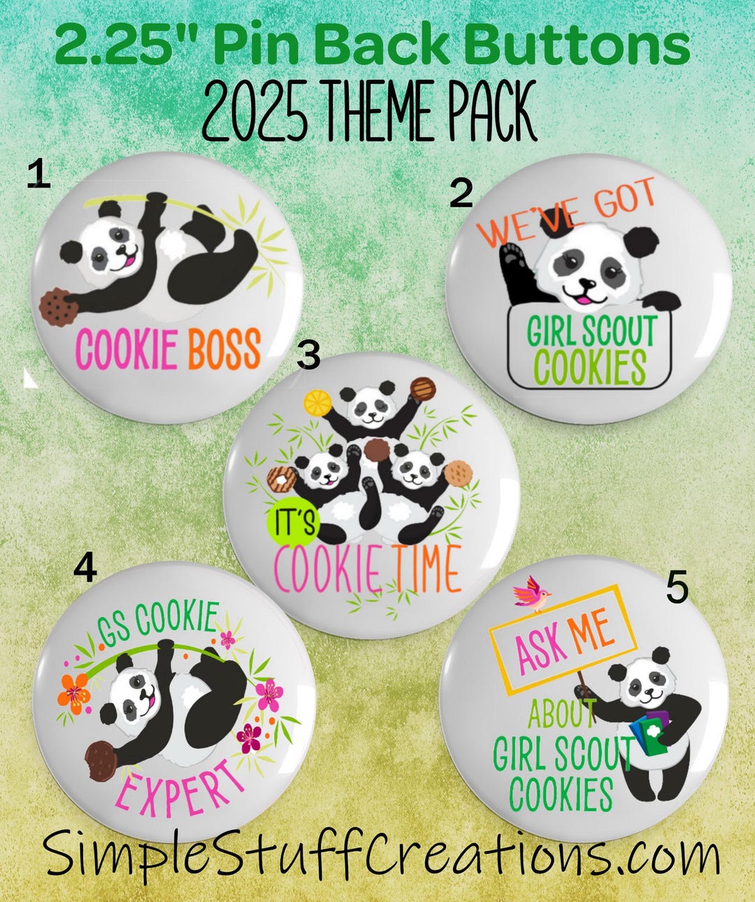 Girl Scout Cookie Pin Back Buttons 2.25 Size 4 Pack Choose Your Designs ...