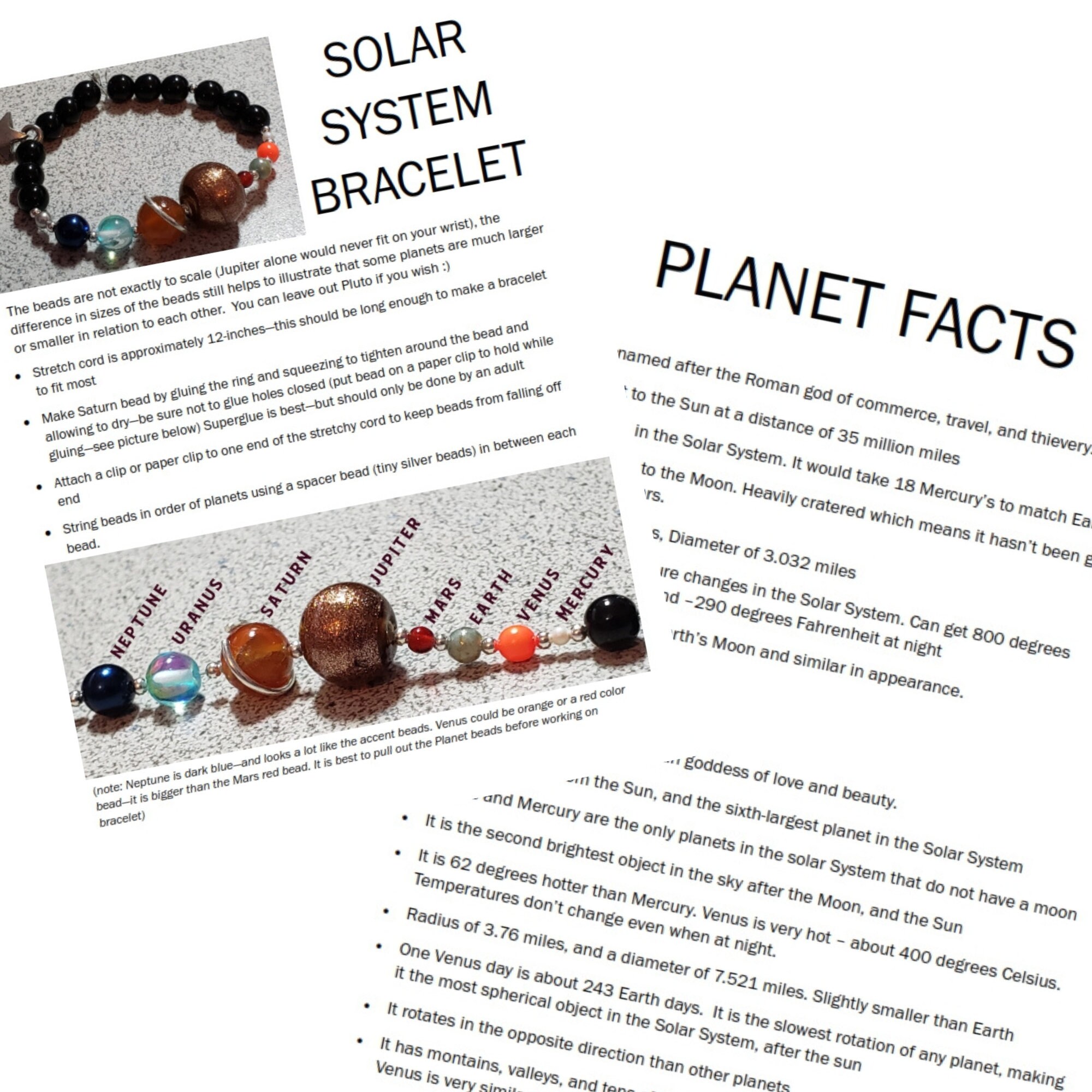 Planet / Solar System Bracelet Kit Scouts Science Stem - Etsy
