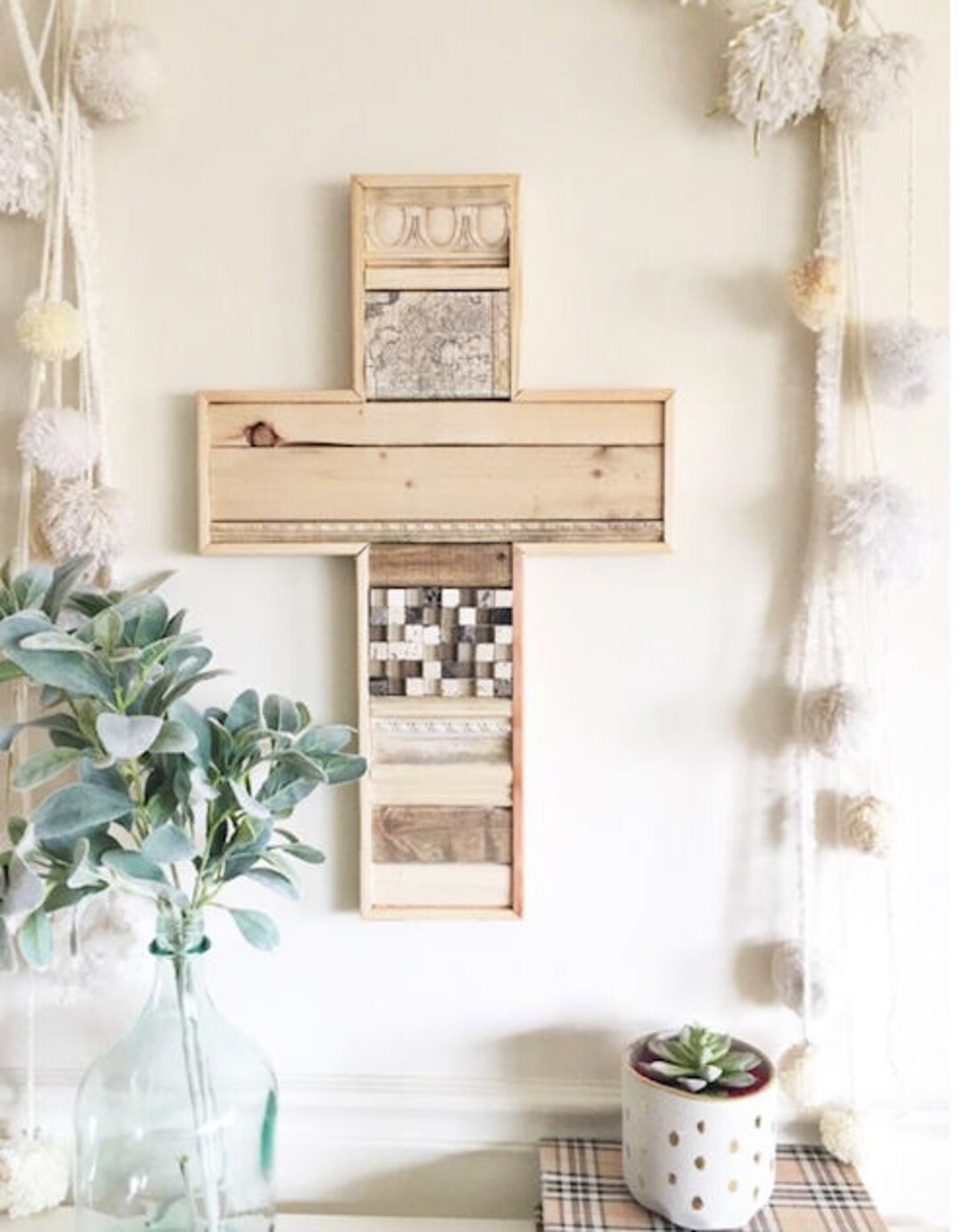 Mosaic Tile and Vintage Map Cross - Etsy