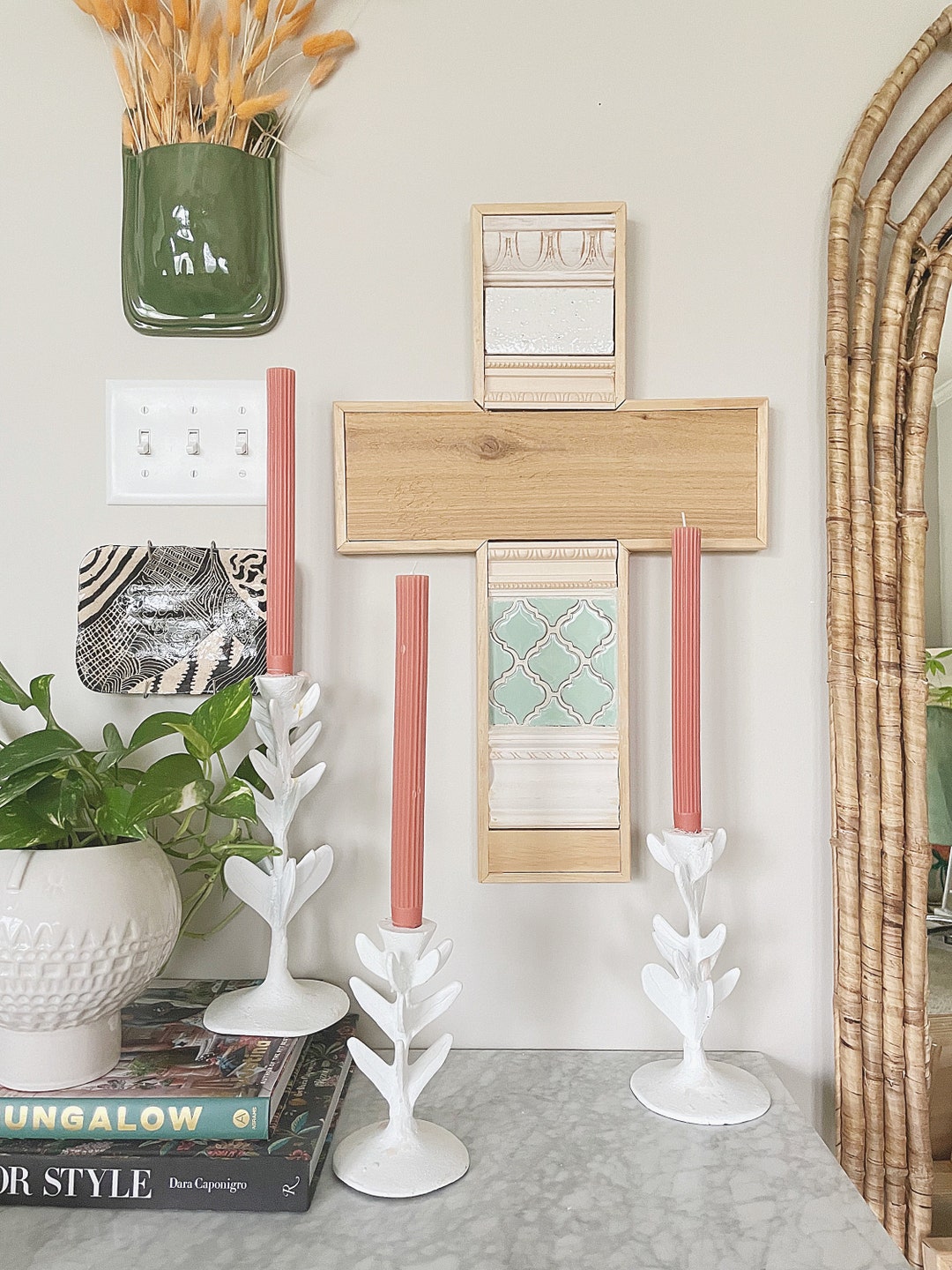 Arabesque Tile and Cedar Wood Cross - Etsy