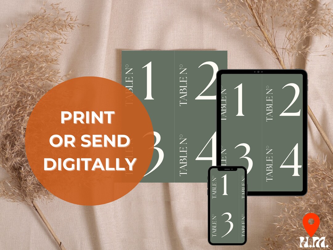 Modern Table Numbers, Minimal Table Numbers, Printable Table Numbers ...