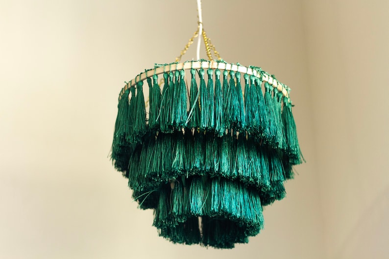 Tassel Chandelier|handmade|boho|lighting|nursery|bedroom| - Etsy