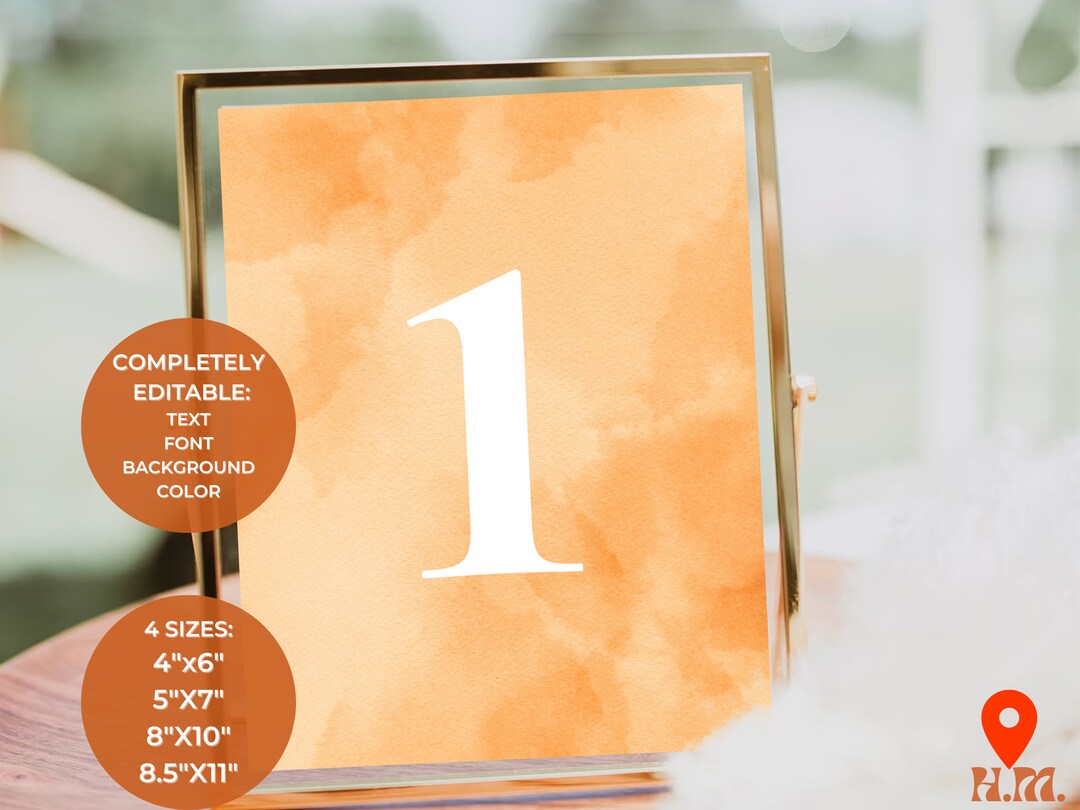 Watercolor Table Numbers, Printable, Wedding, Fine Art, Elegant ...