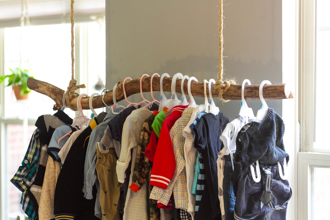Hanging Natural Branch Clothing Rack|clothing Rail|nursery|jewelry ...