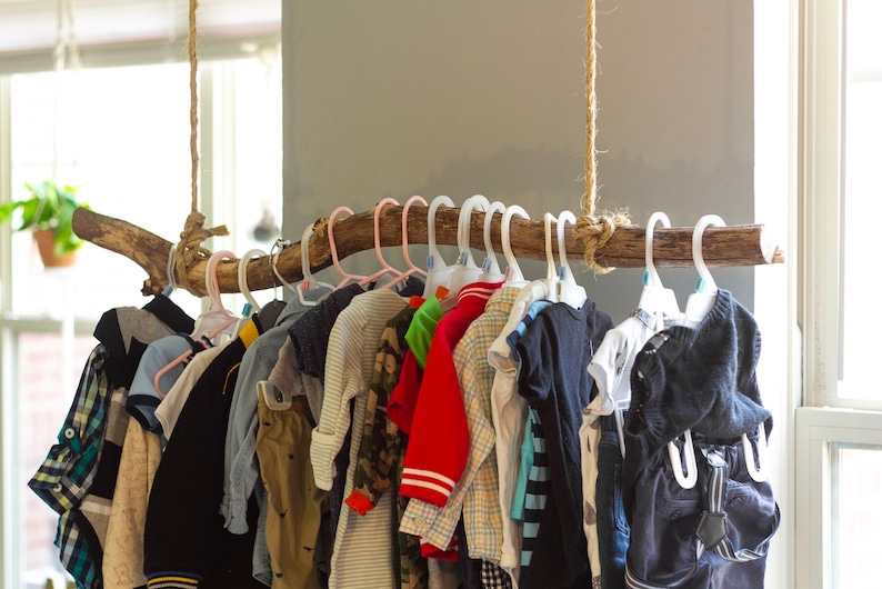 Hanging Natural Branch Clothing Rack|clothing Rail|nursery|jewelry ...