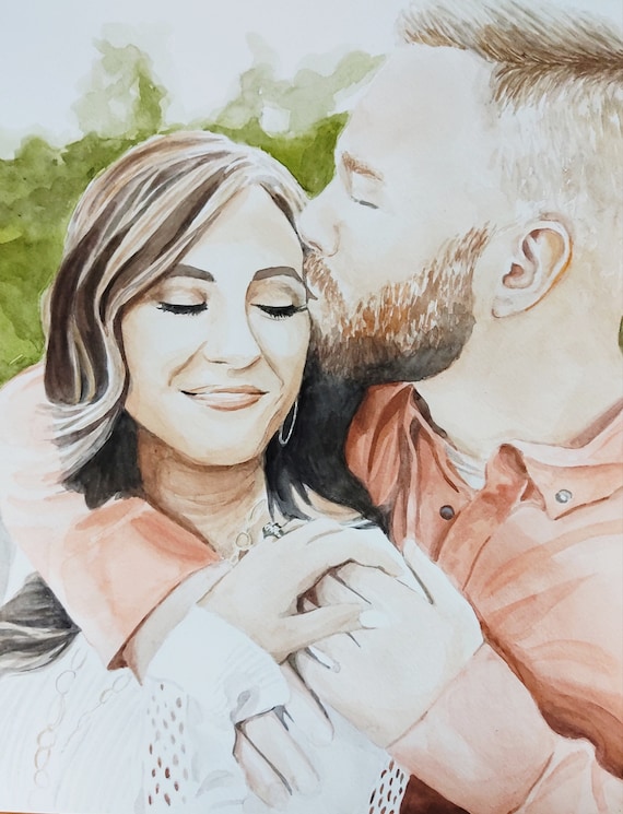 Custom Hand Painted Portrait Watercolour From Photo - Etsy
