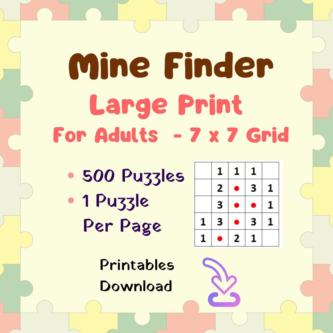 Mine Finder Puzzle Book for Adults - Mine Finder Puzzle Book - Large ...