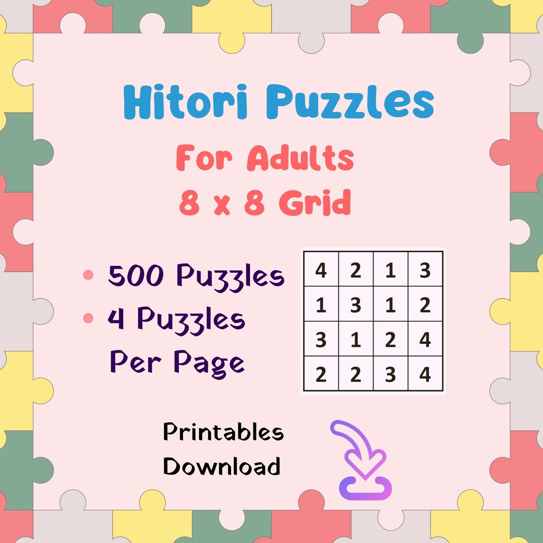 Hitori Puzzle Book Hitori Hitori Puzzle Hitori Puzzles for Adults 8 X 8 ...