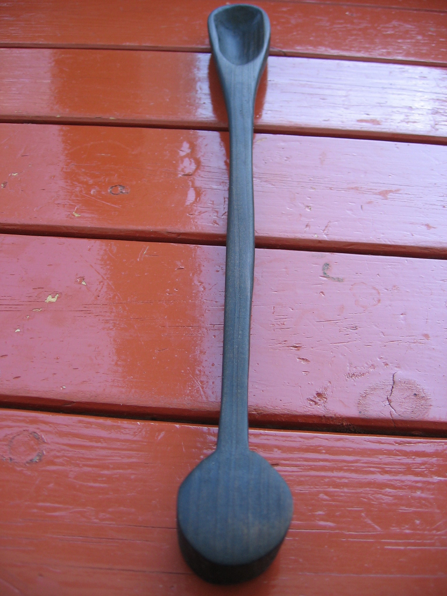 Long Thin Ebonized Handmade Wooden Spoon - Etsy