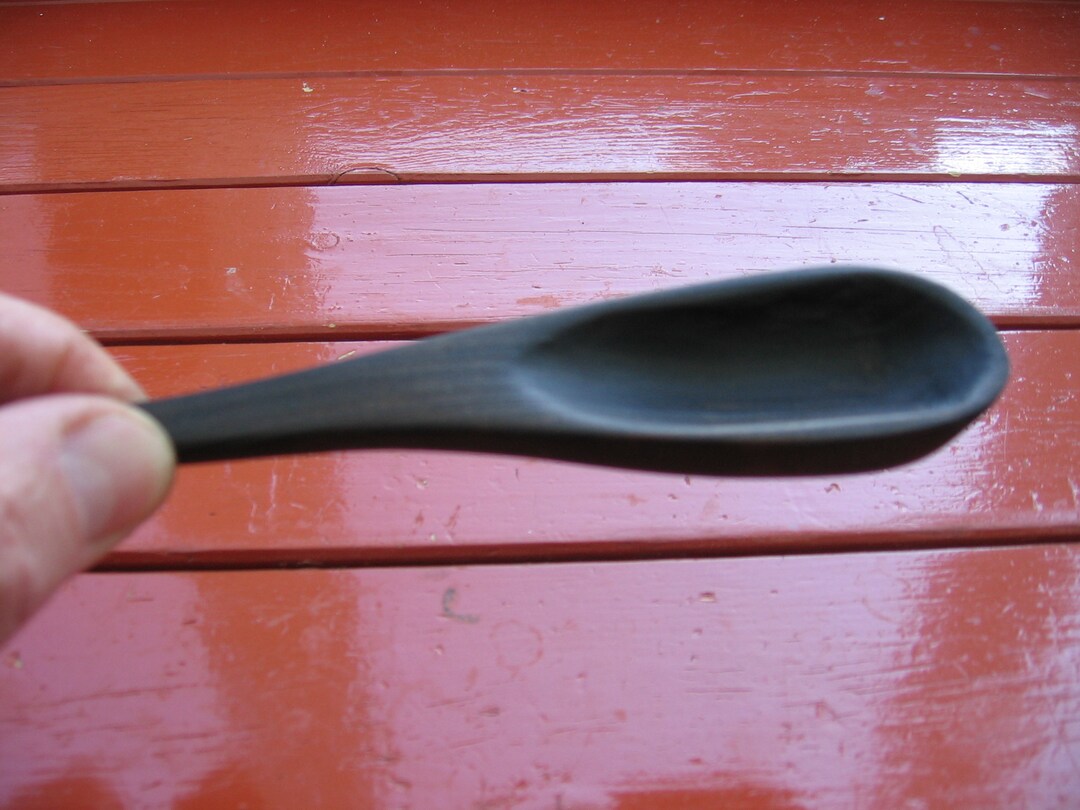 Long Thin Ebonized Handmade Wooden Spoon - Etsy
