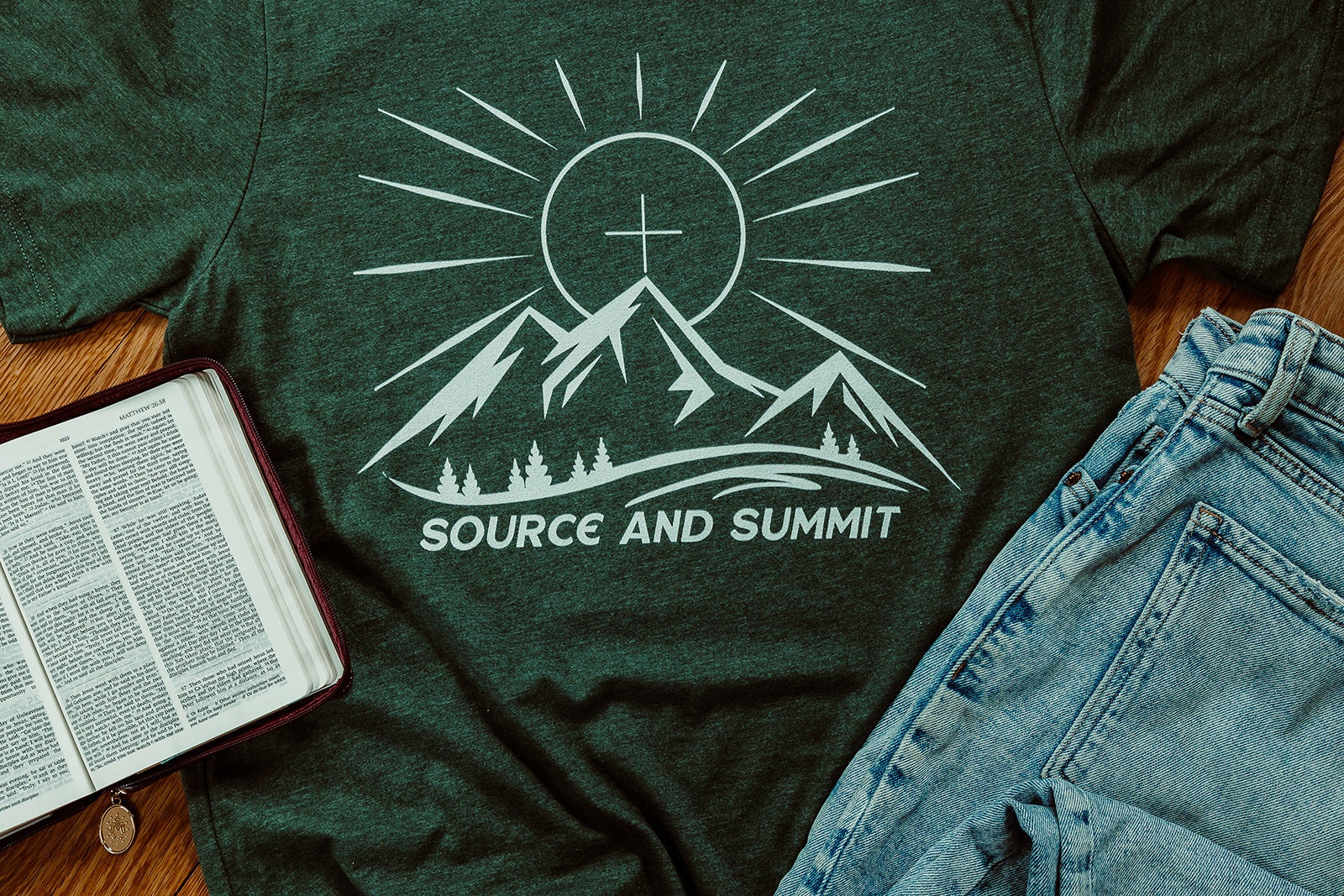 Source and Summit T-shirt (green) | Eucharist Shirt | Catholic Shirt ...