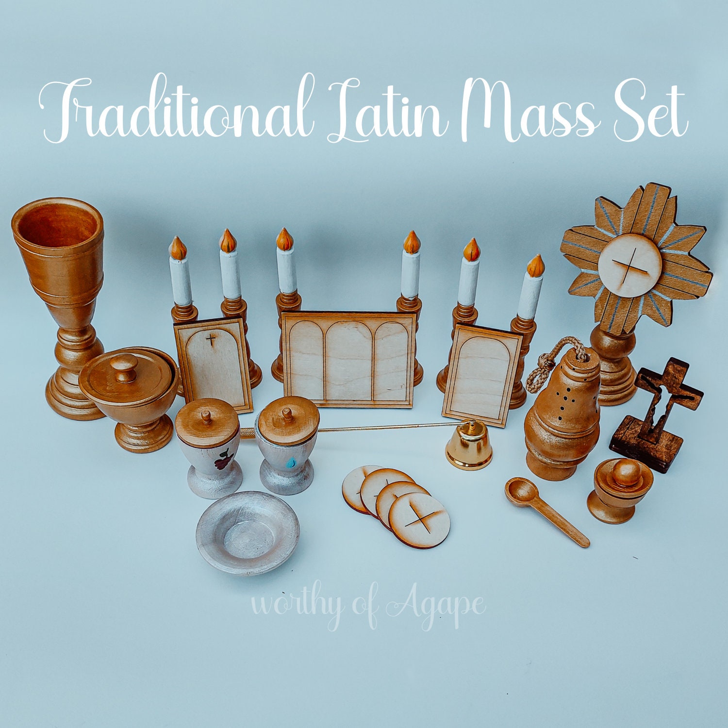 Painted Traditional Latin Mass Play Set Play Mass Kit Wooden Mass Set ...