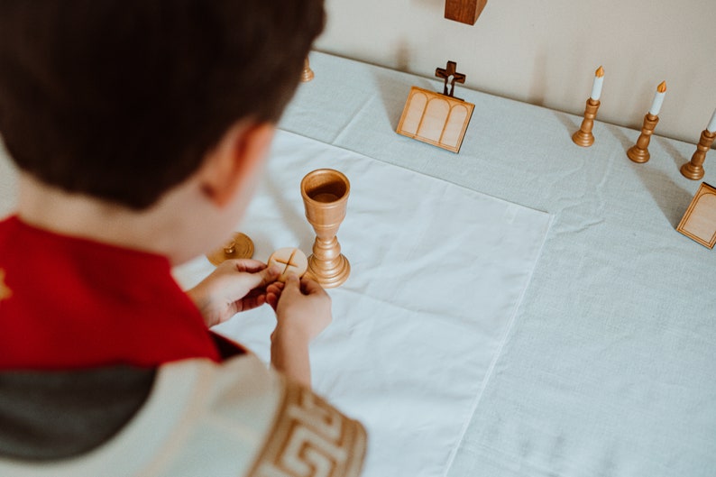 Painted Traditional Latin Mass Play Set Play Mass Kit Wooden Mass Set ...