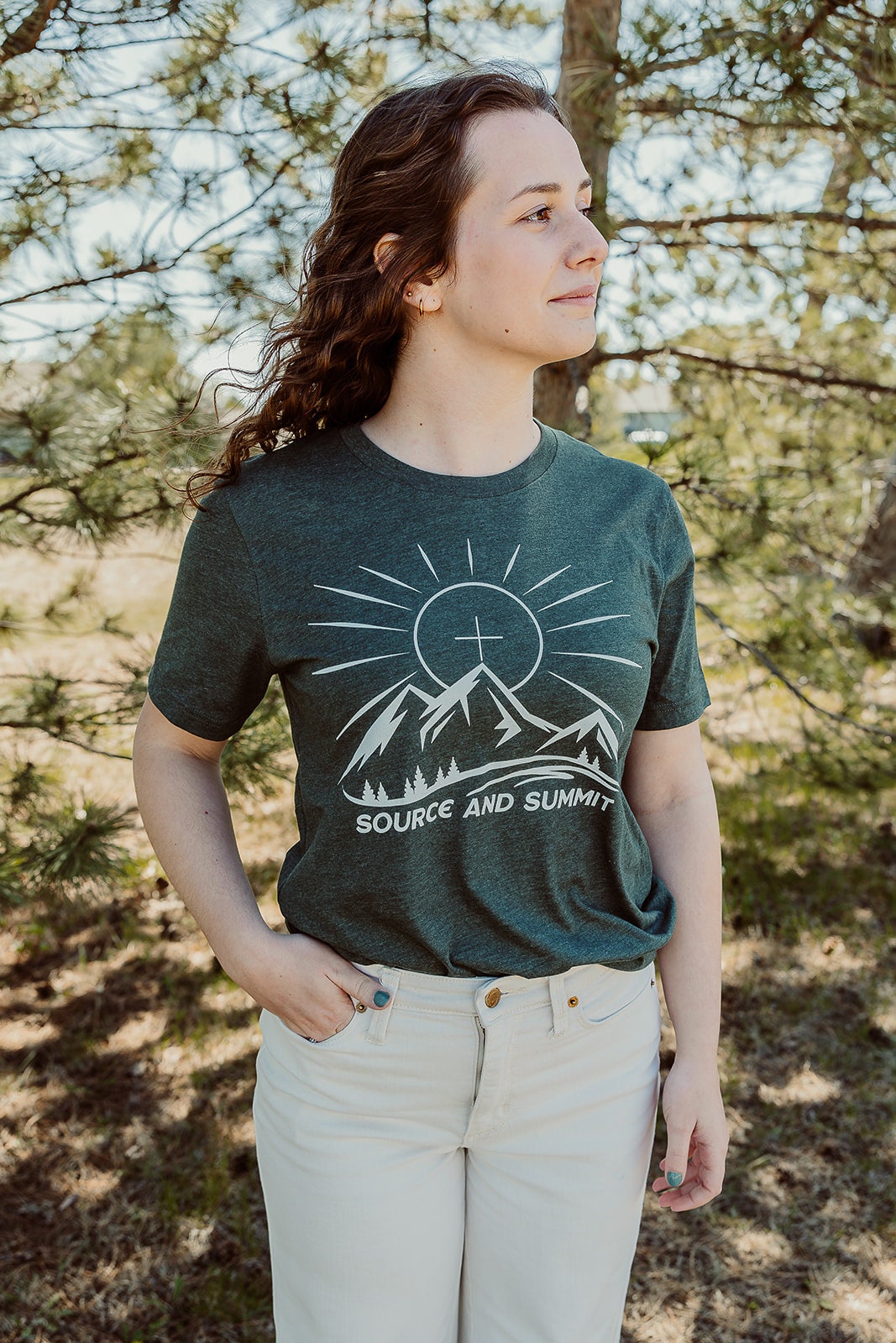 Source and Summit T-shirt (green) | Eucharist Shirt | Catholic Shirt ...