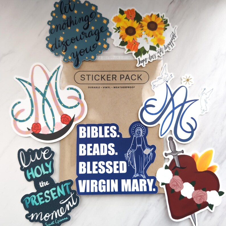 Catholic Sticker Bundle: Virgin Mary, Our Lady of Guadalupe ...