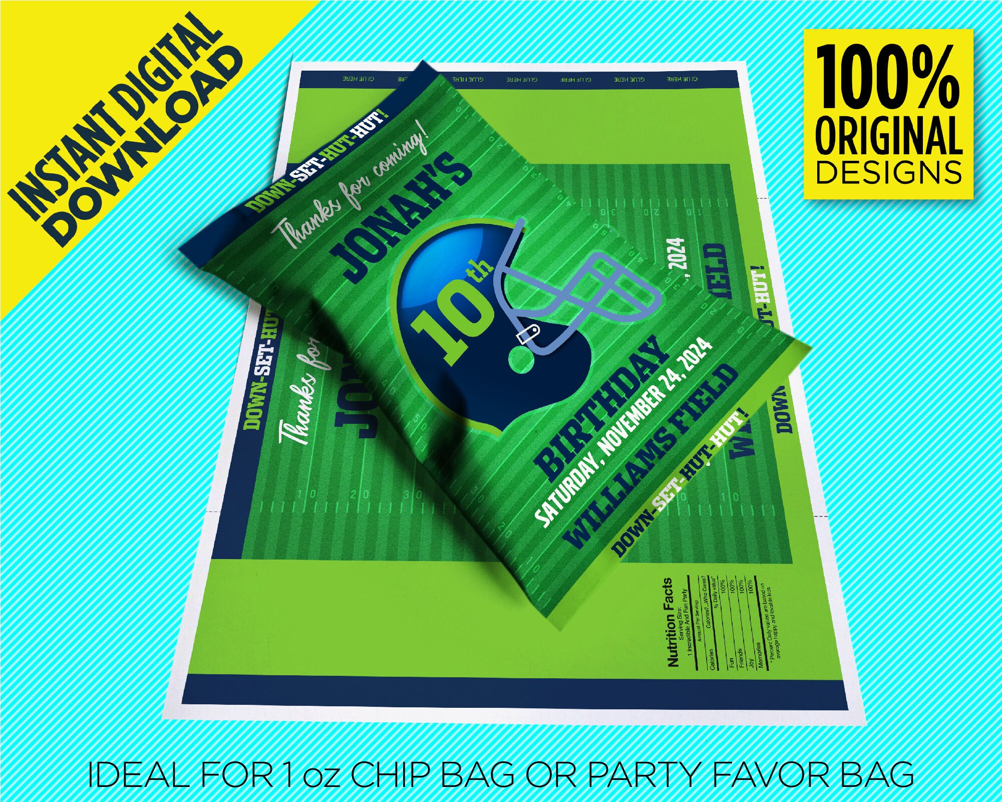 Seattle Colors Football Team Printable Chip Bag Ideal for 1oz Chip Bag ...