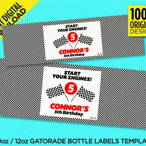 Race Car Party Printable Gatorade Bottle Label Template | 12 Oz / 20 Oz ...