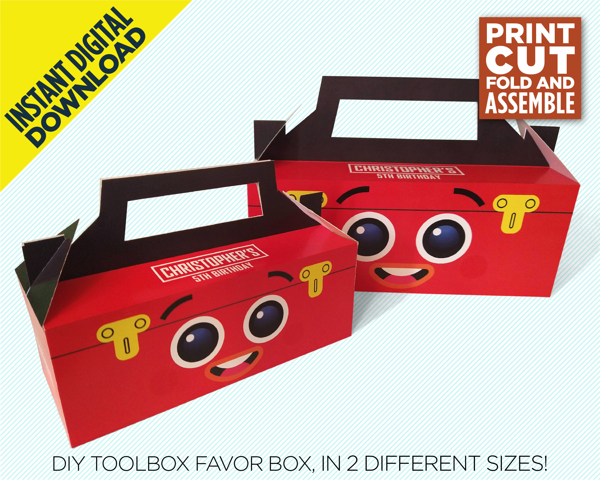 DIY Cute Toolbox Party Printable Favor Box Construction - Etsy