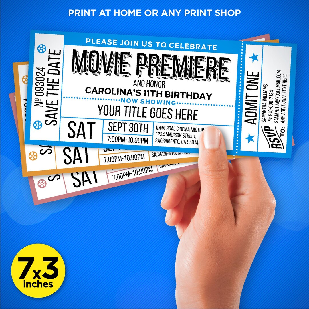 Movie Premiere Ticket Invitation | Vintage Style Printable Template ...