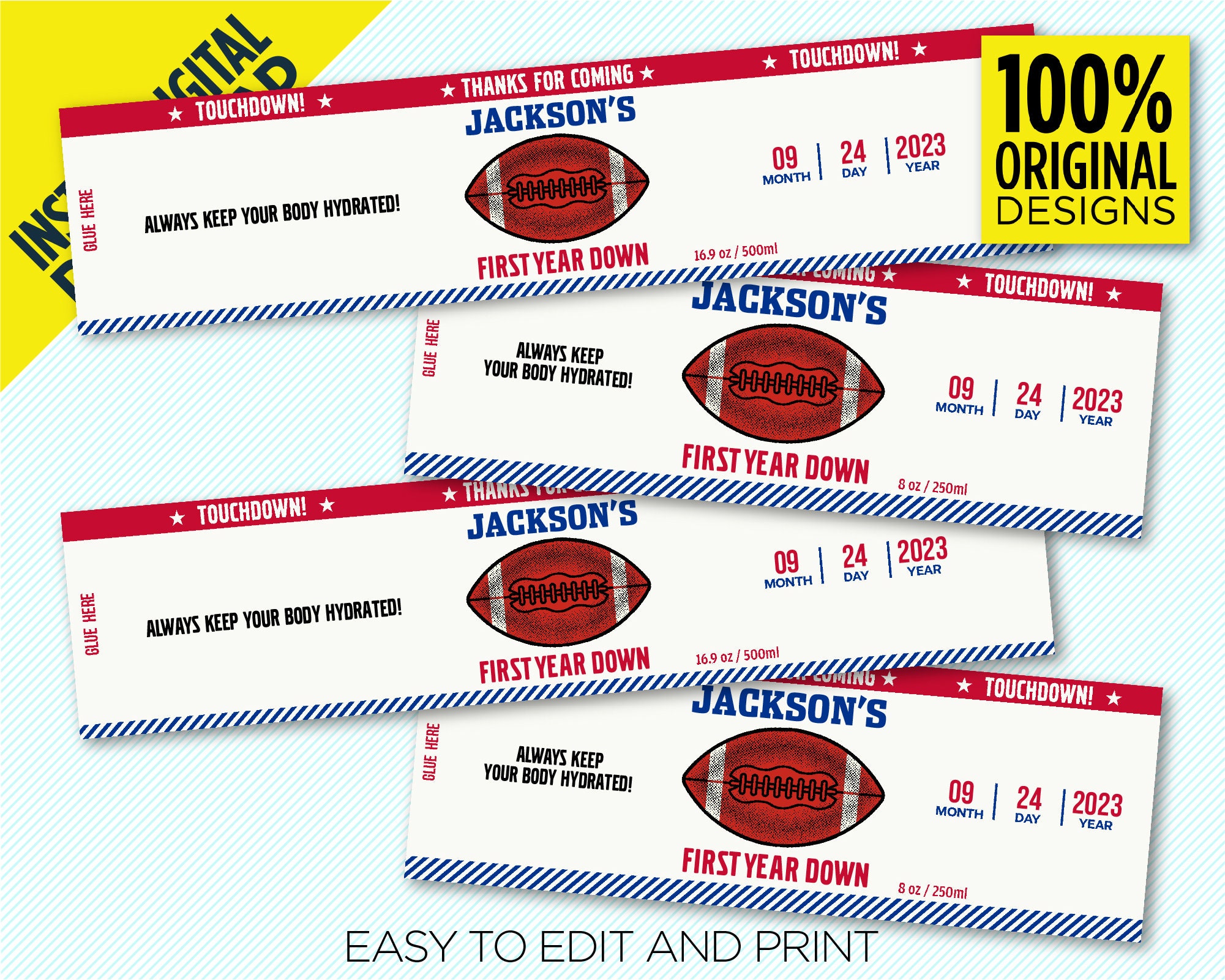 Buffalo Football Team Printable Water Bottle Labels Buffalo - Etsy