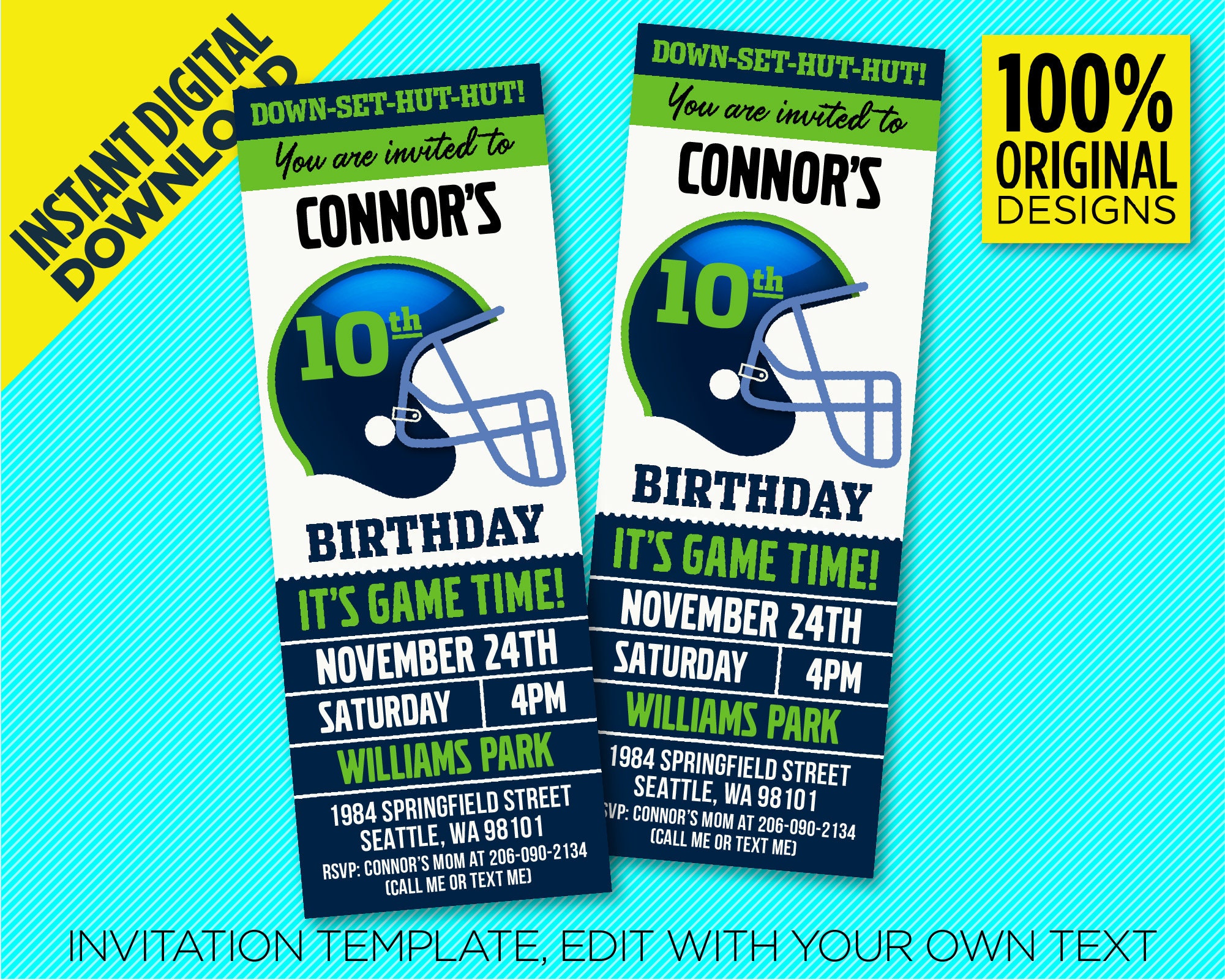 Seattle Seahawks Birthday Invite - Etsy