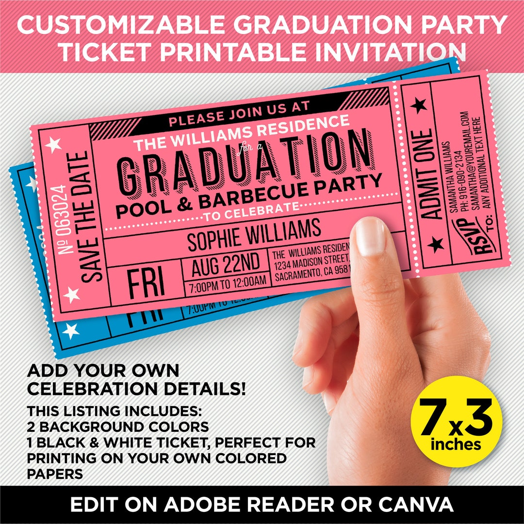 Customizable Graduation Party Ticket Printable Invitation - Add Your ...