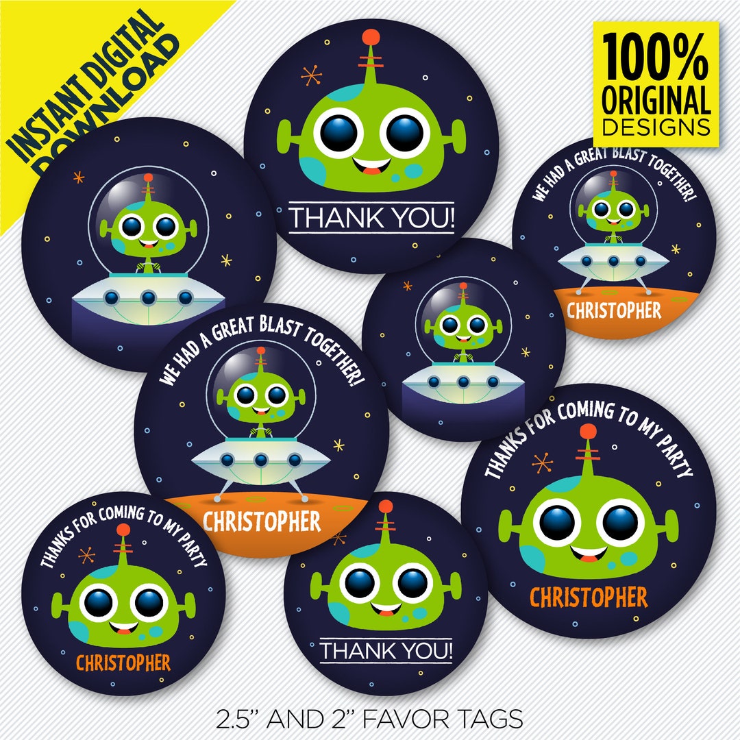 Cute Space Alien Printable Favor Tag - Girl or Boy Birthday Party ...
