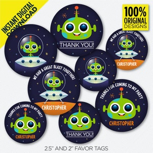 Cute Space Alien Printable Favor Tag - Girl or Boy Birthday Party ...
