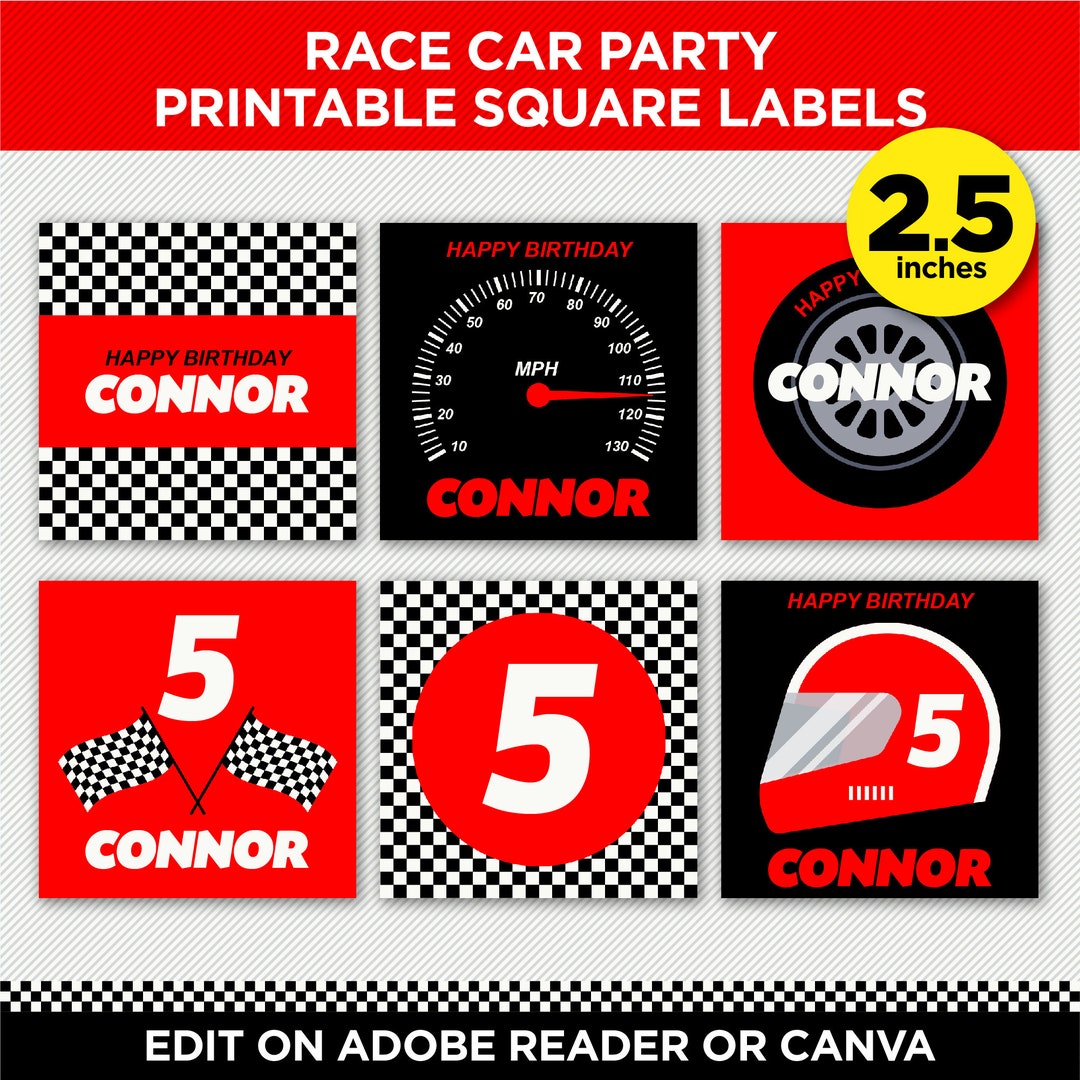 Etiquetas de favor imprimibles para fiesta de autos de carrera ...
