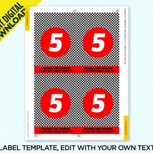 Race Car Birthday Party Printable Juice Pouch Label | F1 Racer Capri ...