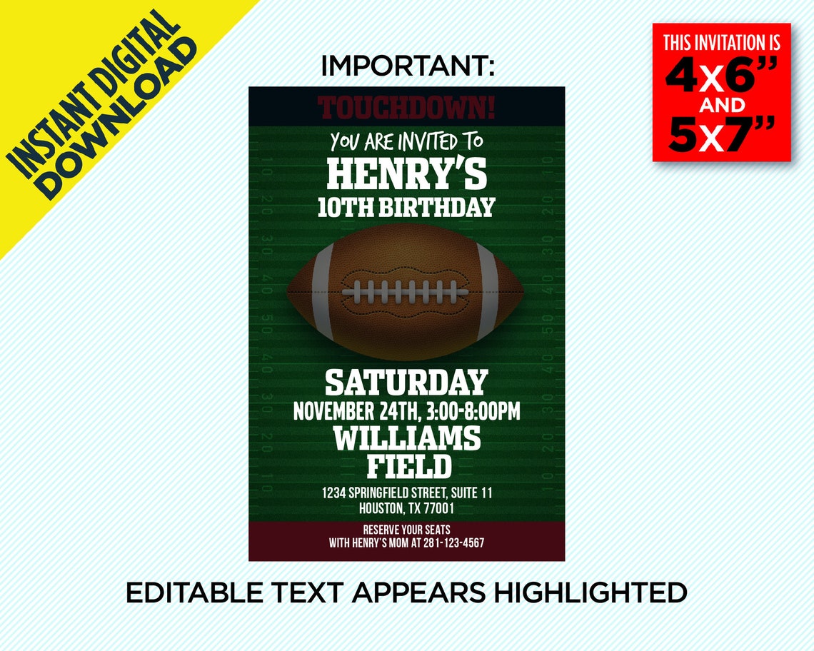Houston Texans Birthday Party Printable Invitation, Texans Football ...