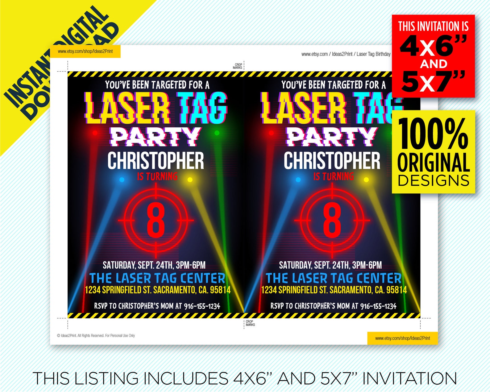 Laser Tag Birthday Party Printable Invitation Editable Laser - Etsy