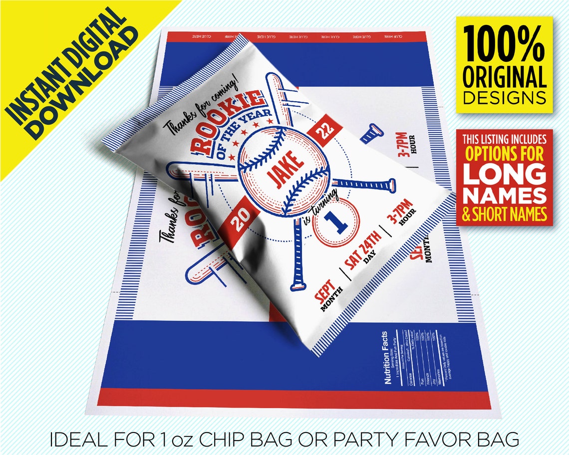 Rookie of the Year Printable Chip Bag Ideal for 1oz Chip Bag - Etsy