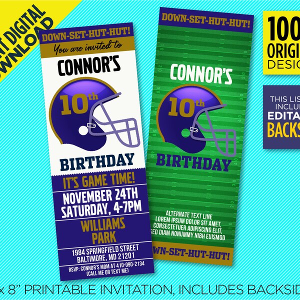 Baltimore Ravens Birthday Invitation - Etsy