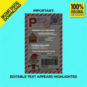Printable Elf Character Christmas Mail Shipping Labels - From SANTA ...