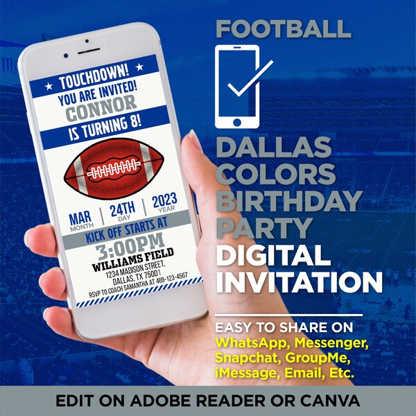Dallas Cowboys Invitation Template - Etsy